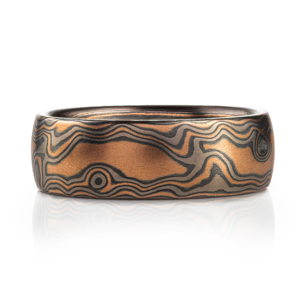 Embers Palette Mokume Gane Ring in Woodgrain Pattern – Susan Freda Studios
