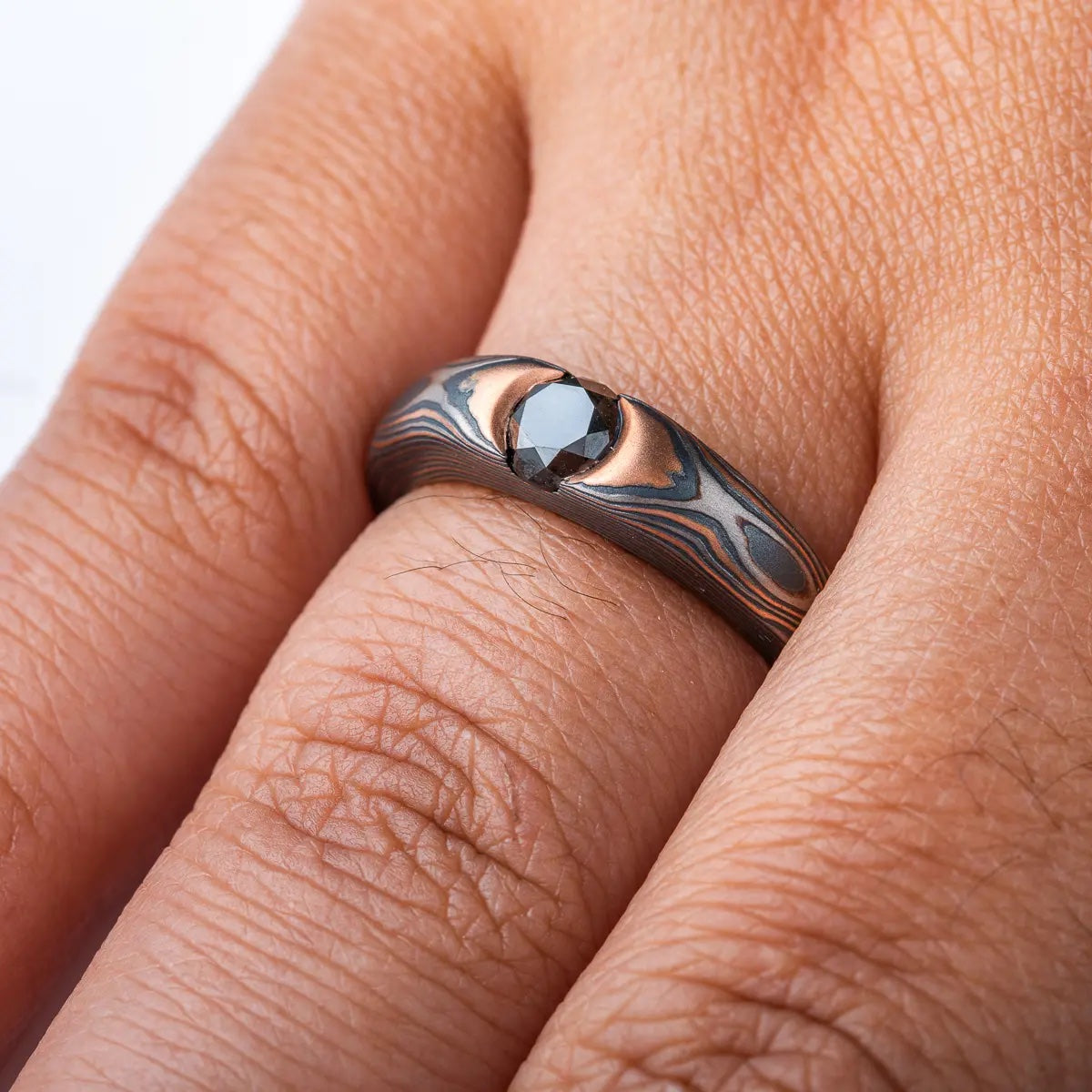 Dark Woodsy Black Diamond Cathedral Ring – Susan Freda Studios