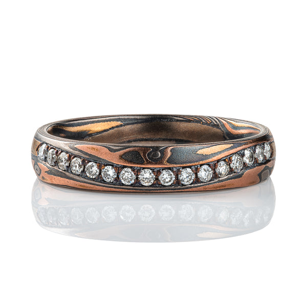 Mokume Gane Wandering Diamonds Wedding Ring – Susan Freda Studios
