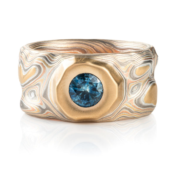 Mokume Gane Ring or Wedding Band in Twist Pattern w/ Diamonds – Susan ...