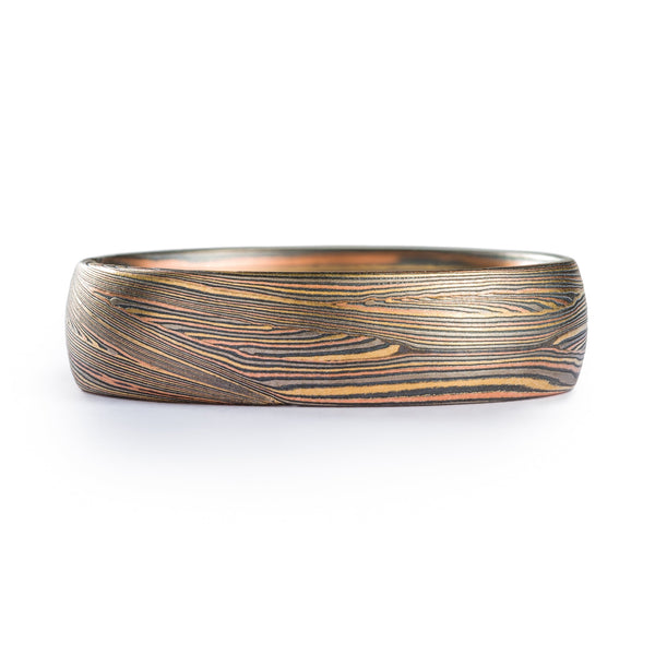 Handcrafted Mokume Gane Ring in Flow Pattern with Mokume Knots and Fir ...