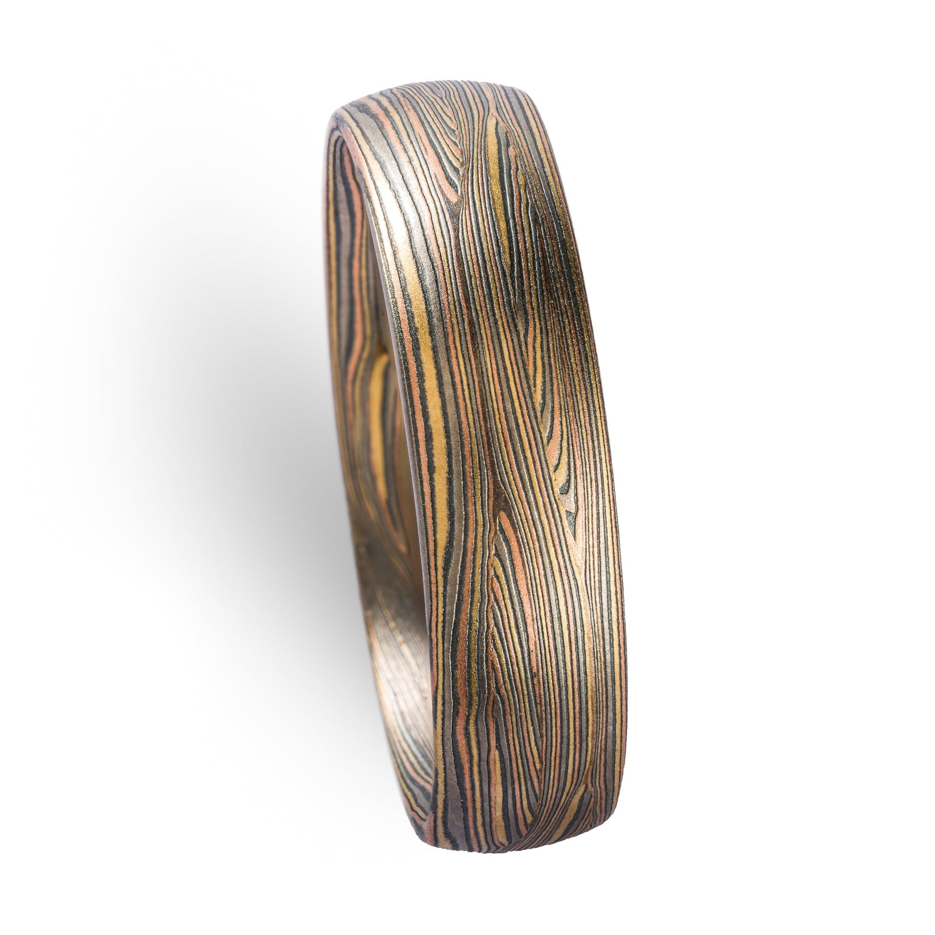 Handcrafted Mokume Gane Ring in Flow Pattern with Mokume Knots and Fir ...
