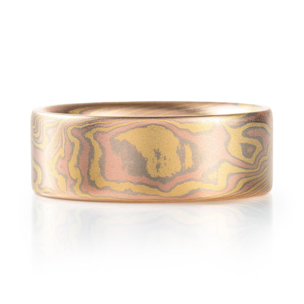 Twist Pattern Mokume Gane Band in 18kt Blaze Palette – Susan Freda Studios