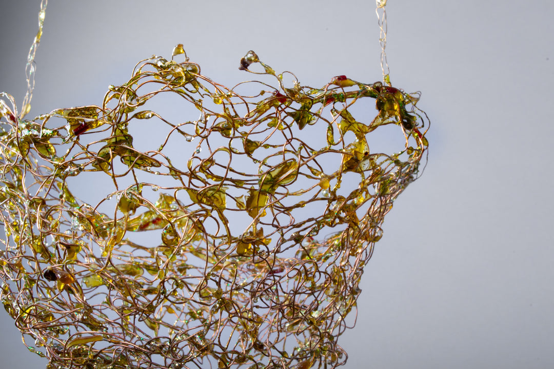 Metal Woven Hanging Basket ~ "Naturalis Fulgorque" Wire Basket Art Scu – Susan Freda Studios