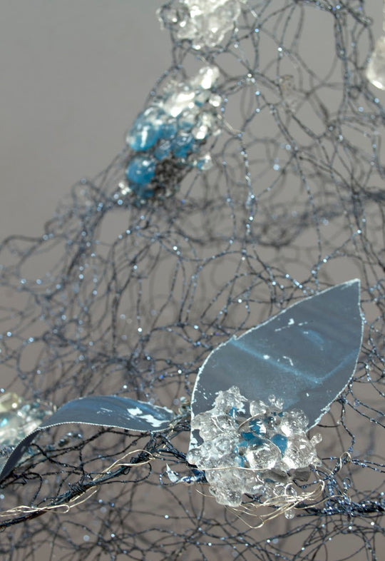 Dark Blue Wire Art Dress Sculpture ~ Mare Frons (Ocean Leaf) – Susan Freda Studios