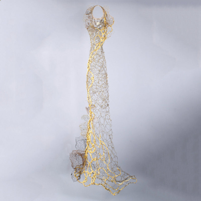 Long Flowing Gold Wire Dress Sculpture ~ Vinea Florentes (Blossoming V ...